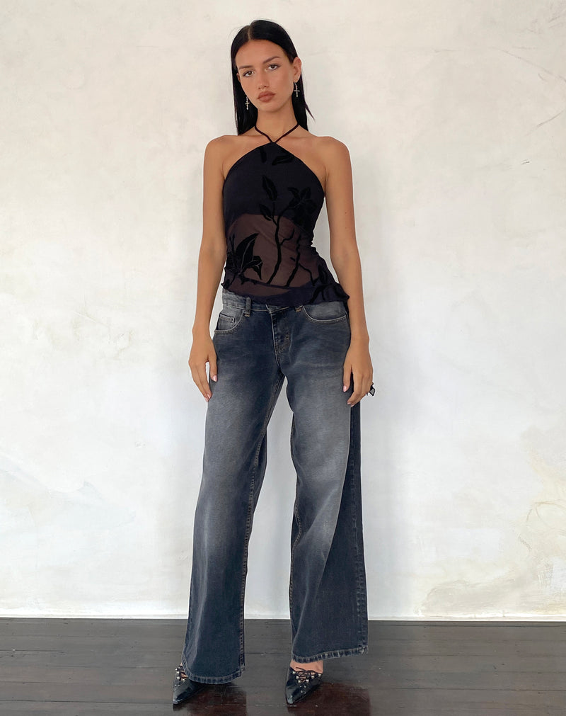 Black Orchids Print Halterneck Top | Arabella – motelrocks.com