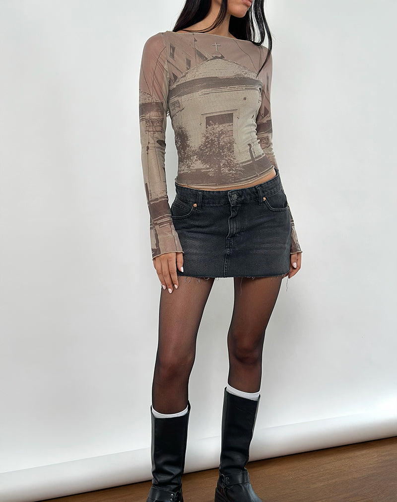 Green Long Sleeve Mesh Top with Abstract Print | Armali – motelrocks.com