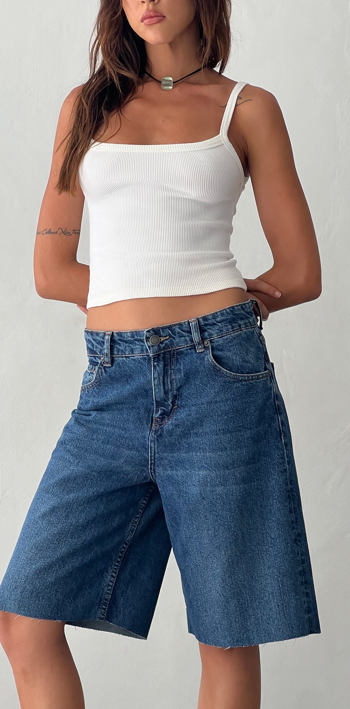 Mid Blue Used Long Jort | Roomy – motelrocks.com