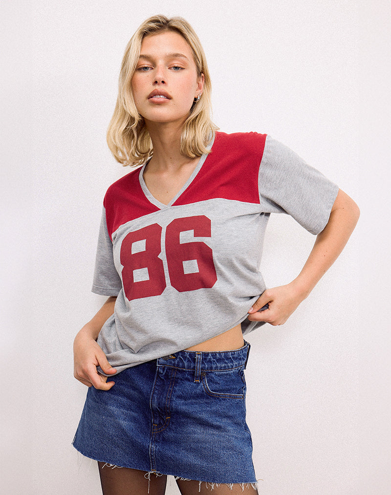 Grey Marl and Adrenaline Red with '98' Emb Oversized Top | Balap ...