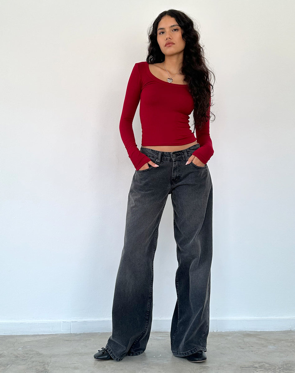 Adrenaline Red Extra Long Sleeve Top | Binlo – motelrocks.com