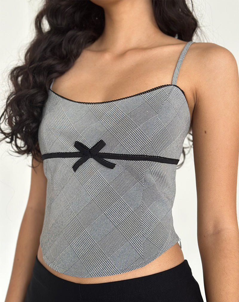 Black and White Multi Check Corset Top | Canika – motelrocks.com