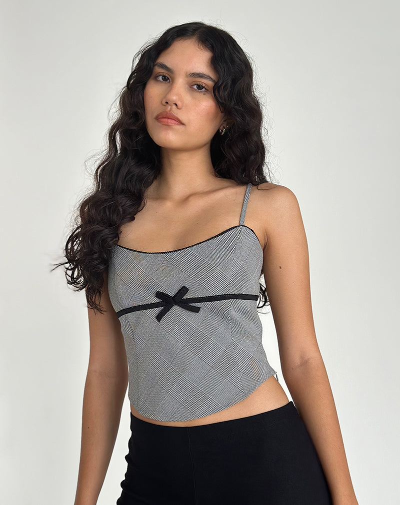 Black and White Multi Check Corset Top | Canika – motelrocks.com