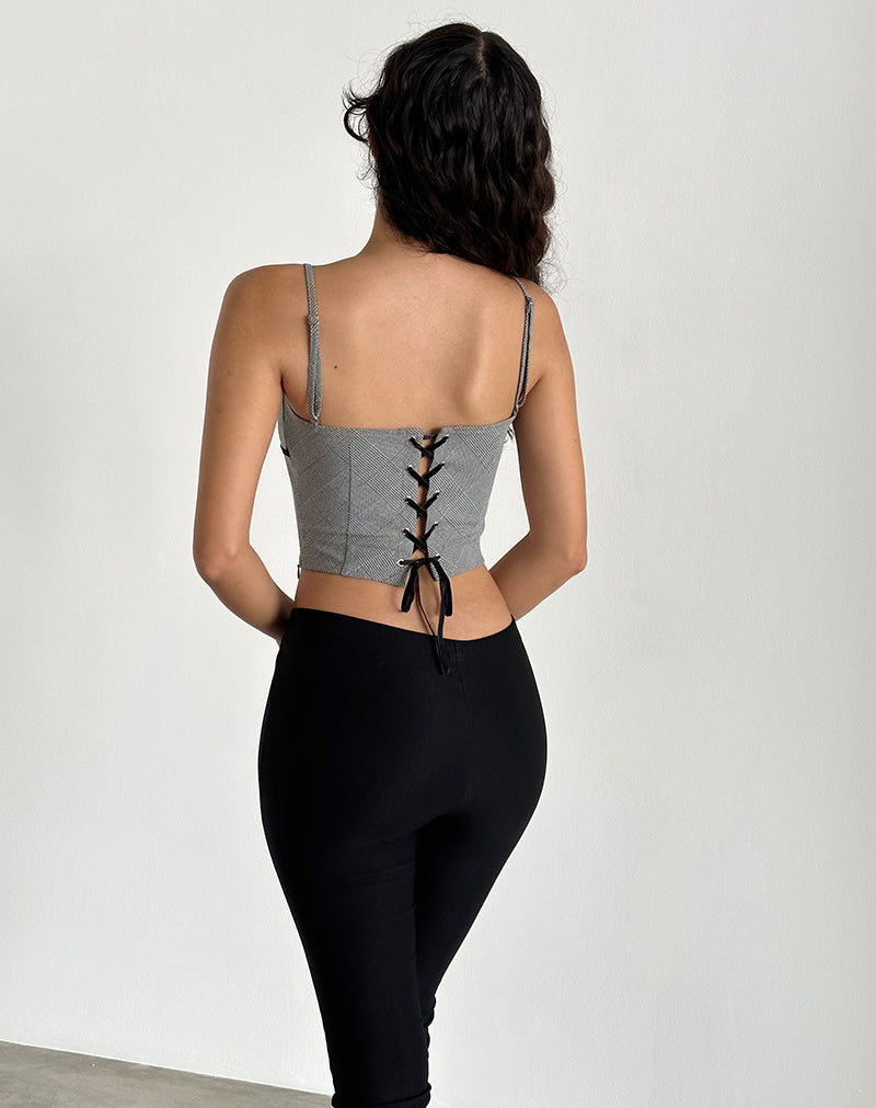 Black and White Multi Check Corset Top | Canika – motelrocks.com