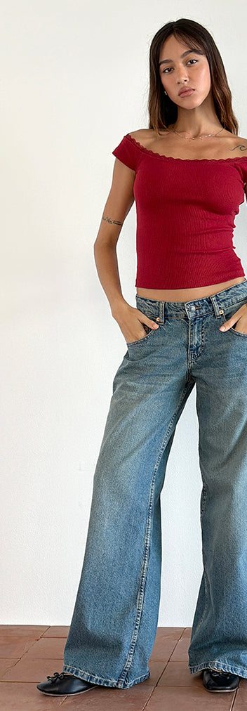 Adrenaline Red Ribbed Top | Chacha – motelrocks.com