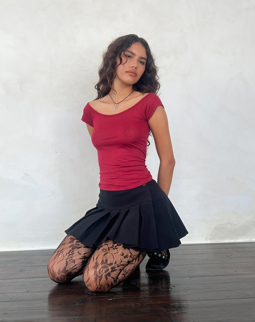 Adrenaline Red Off The Shoulder Top | Charya – motelrocks.com