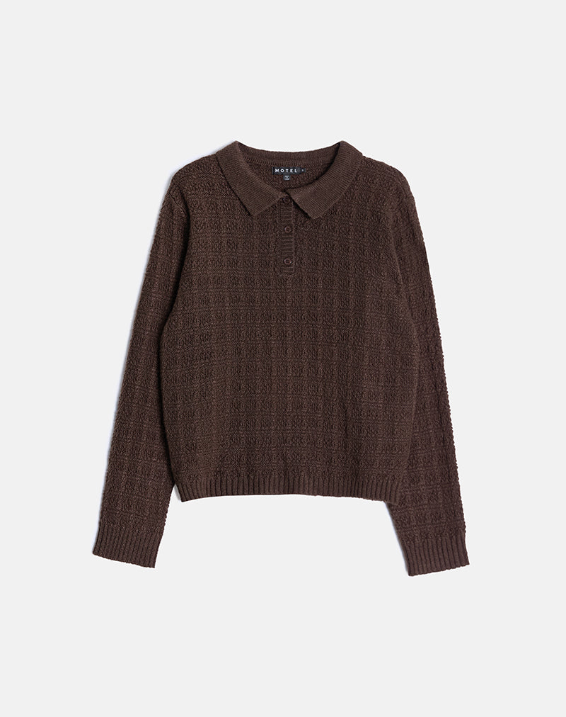 Brown Check Knit Jumper | Dalina – motelrocks.com