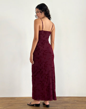 Maroon Red Flower Botanical Dress | Darish – motelrocks.com