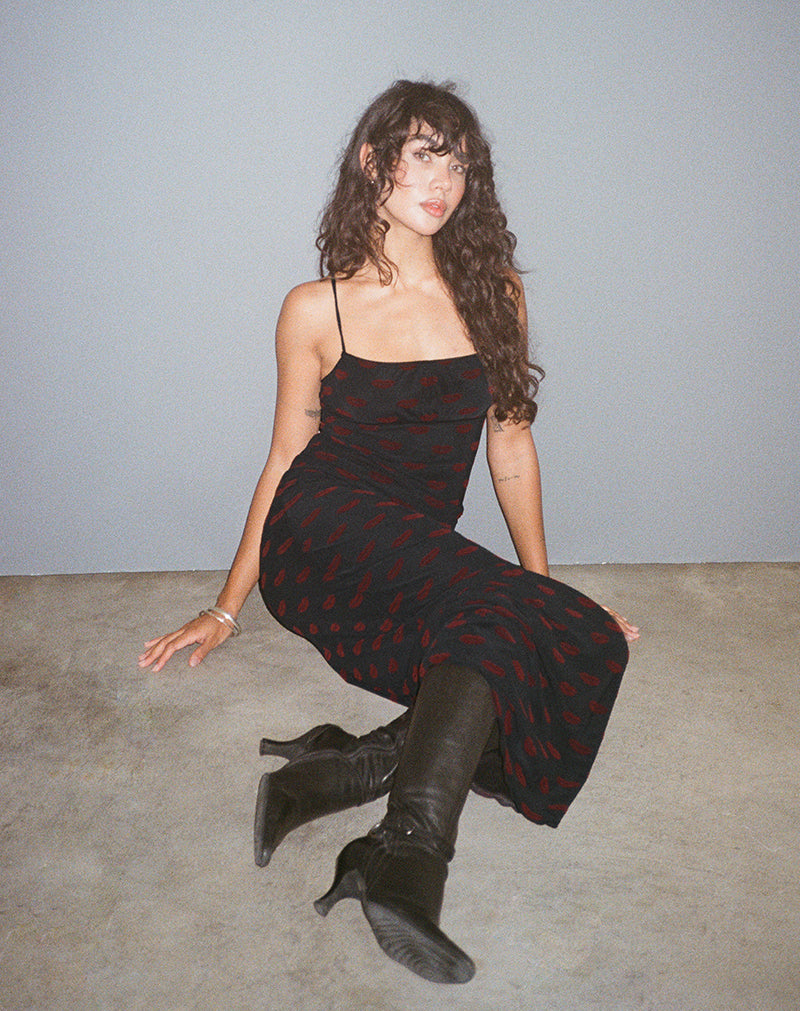 Black Lips Print Maxi Dress | Darsih – motelrocks.com