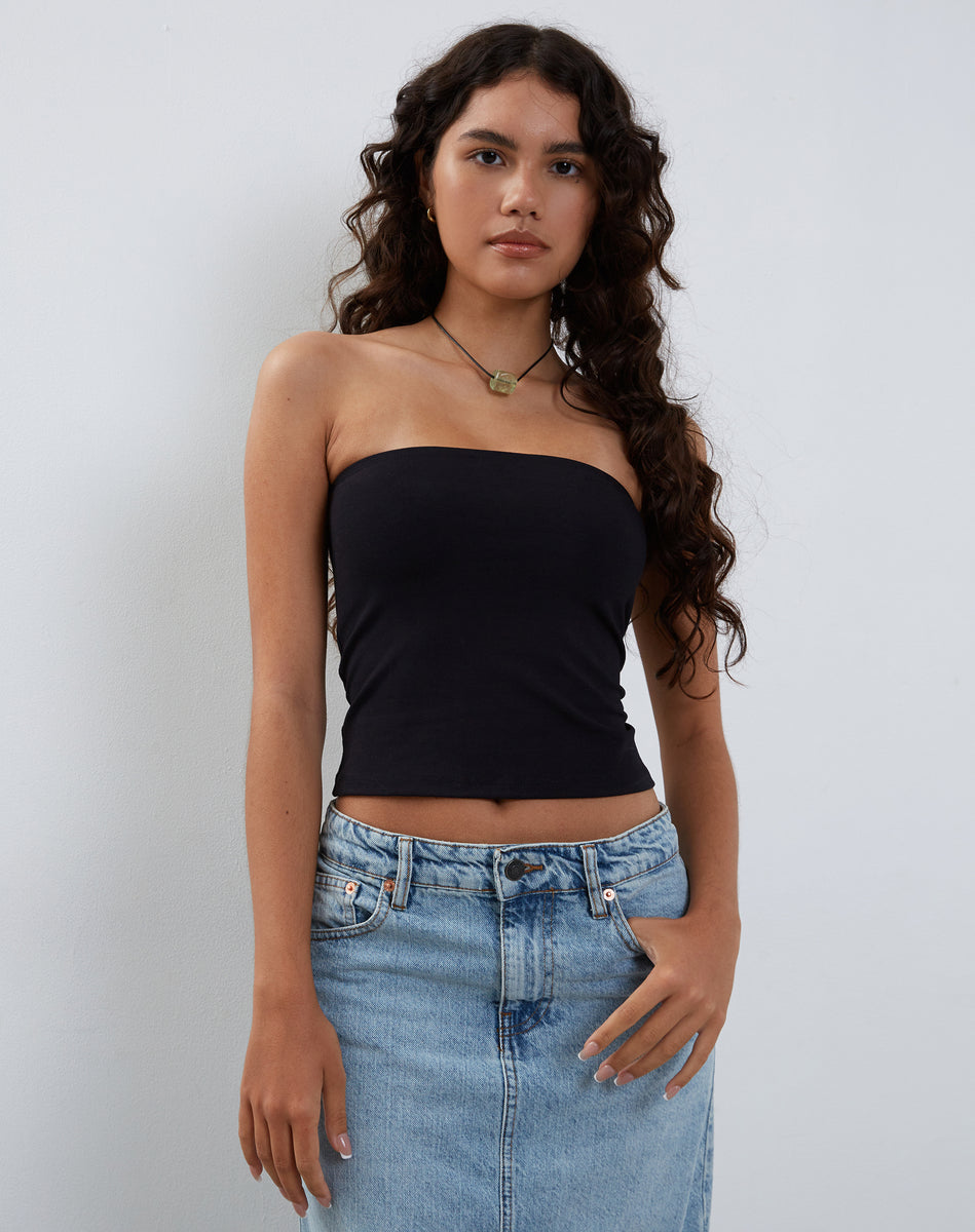 Heavy Lycra Black Bandeau Top | Elia – motelrocks.com