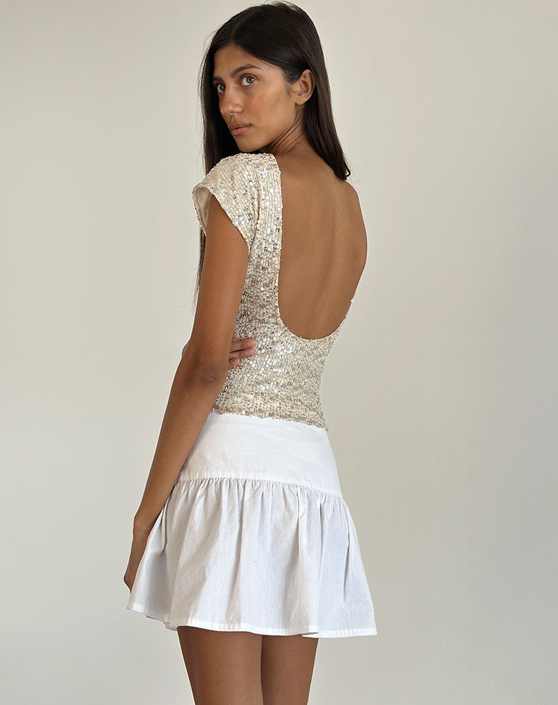 Neutral Sequin Backless Top | Erika – motelrocks.com