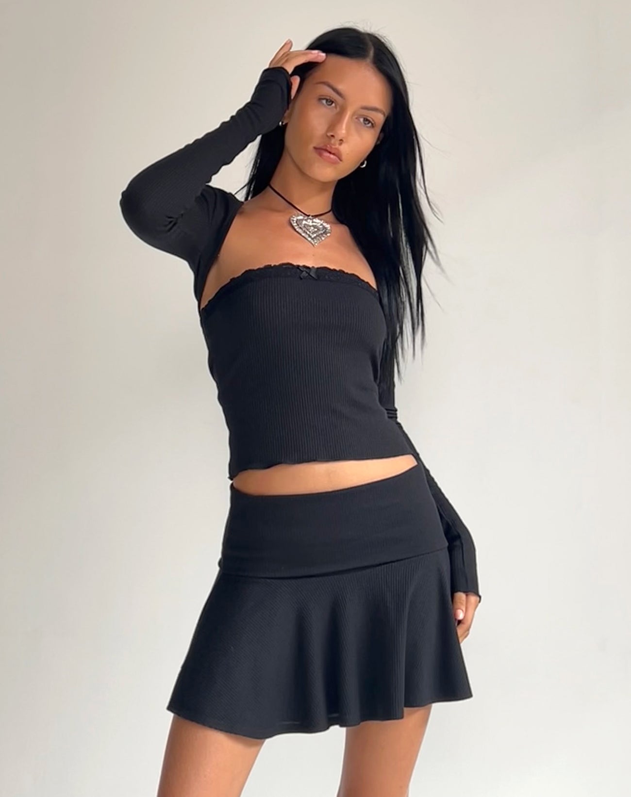 Black Micro Mini Rib Skirt | Orla – motelrocks.com
