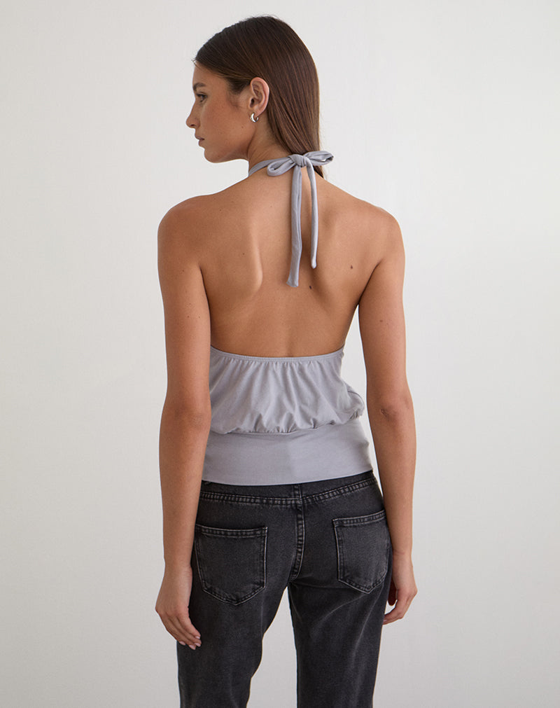Lilac Grey Key Hole Halterneck Top | Giunea – motelrocks.com