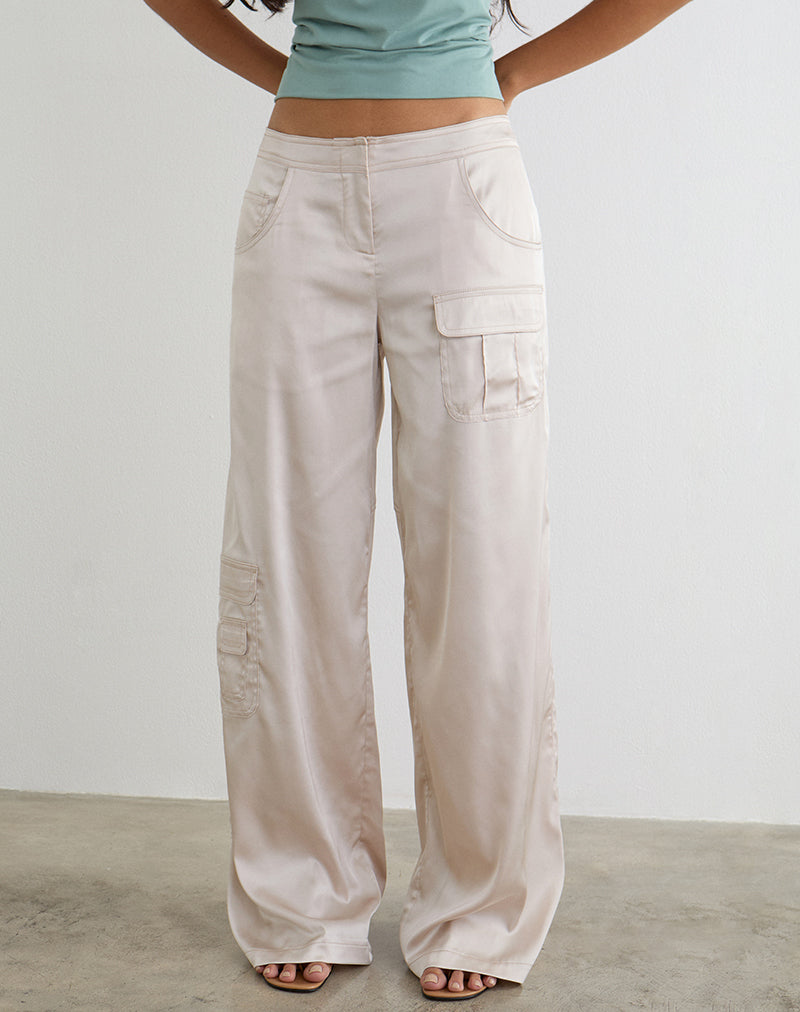 Cream Straight Leg Cargo Trouser | Grania – motelrocks.com