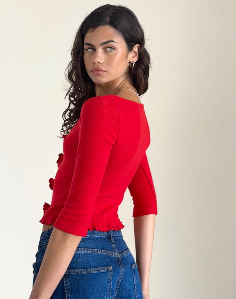Red Rosette Front Top | Harpan – motelrocks.com
