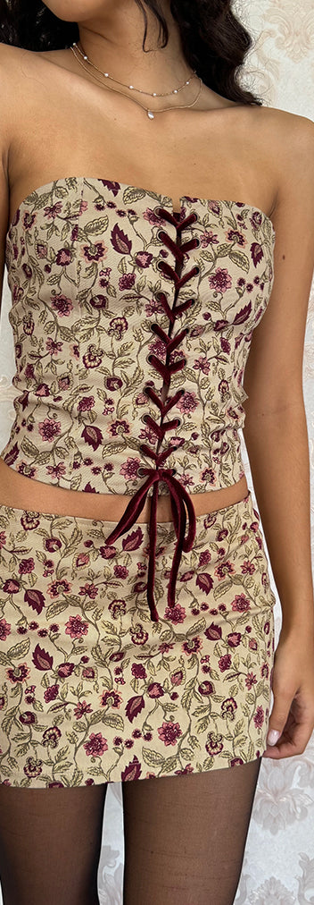 Botanical Taupe Micro Mini Skirt | Bebeka – motelrocks.com