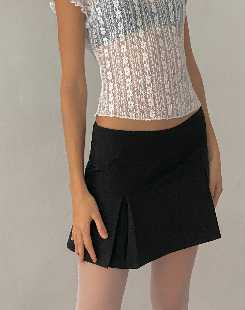 Black Tailoring Mini Skirt | Istaka – motelrocks.com