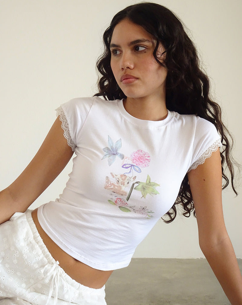 White Floral Bunch Top | Izzy – motelrocks.com