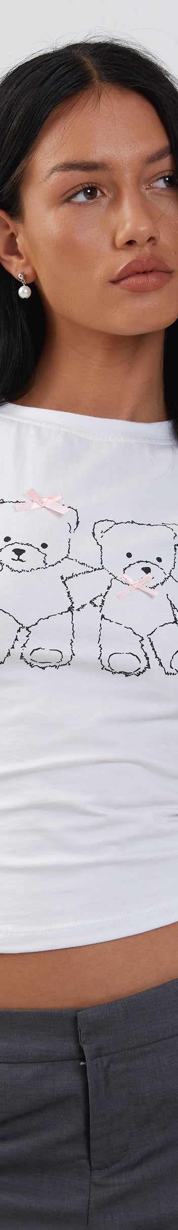 White Sketched Teddy Bear Baby Tee | Izzy – motelrocks.com