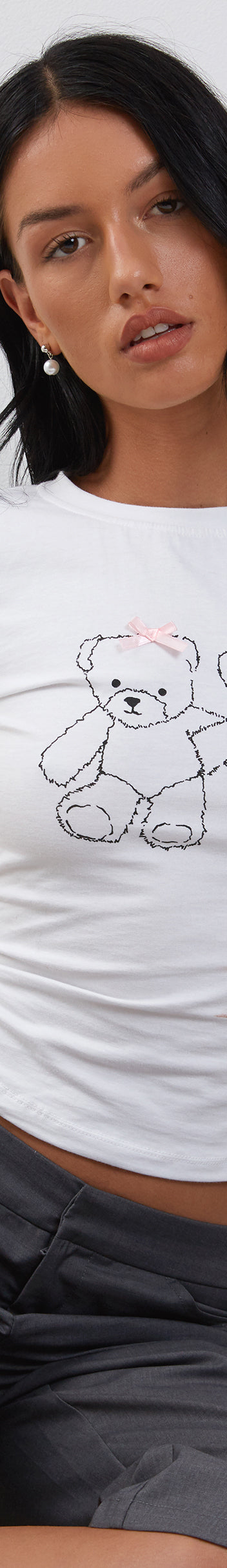 White Sketched Teddy Bear Baby Tee | Izzy – motelrocks.com