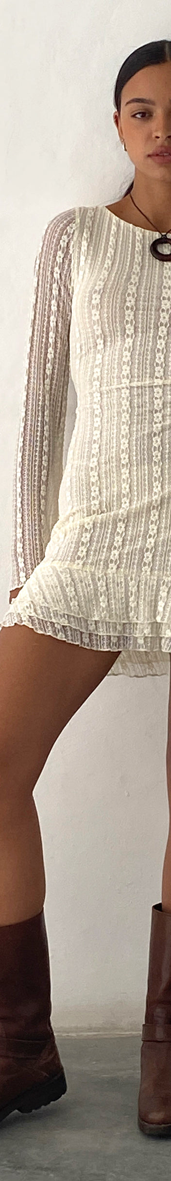 Cream Open Back Lace Mini Dress | Jeilani – motelrocks.com