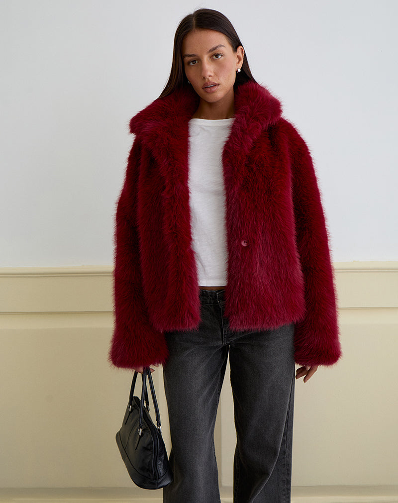 Cherry Faux Fur Jacket | Joji – motelrocks.com