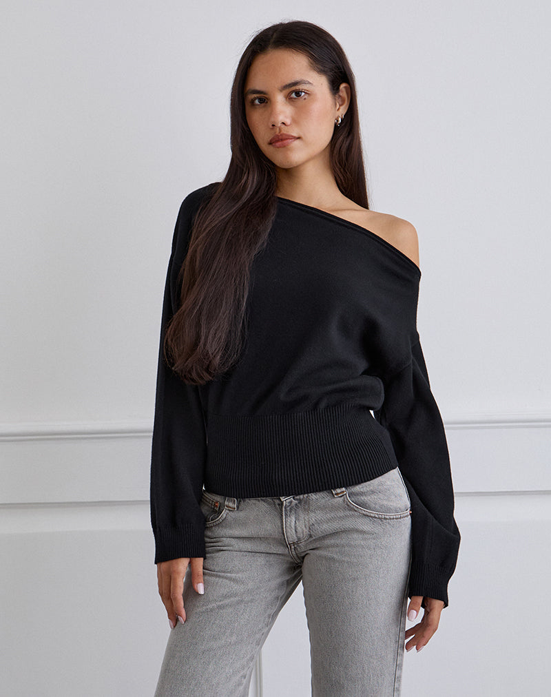 Black Asymmetric Jumper | Jalira – motelrocks.com