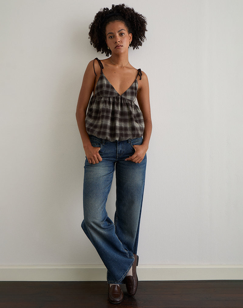 Grey Check Triangle Bust Cami Top | Kaoru – motelrocks.com