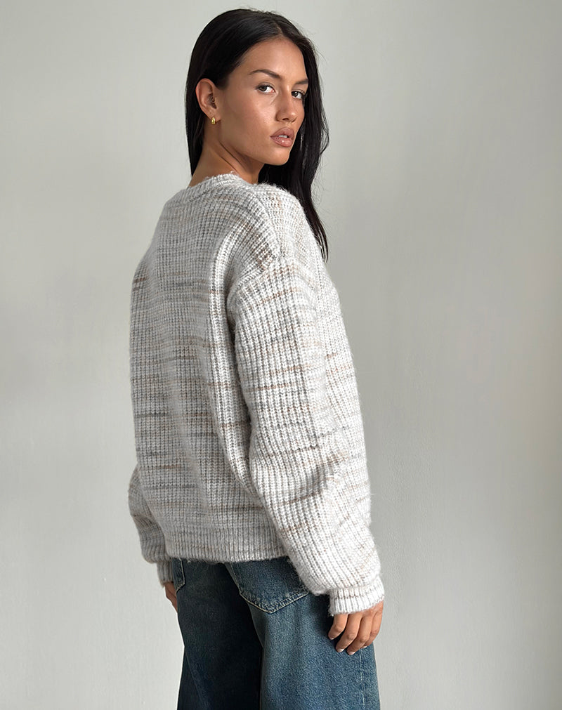 Neutral Cream Brushed Knit Oversize Jumper | Karu – motelrocks.com