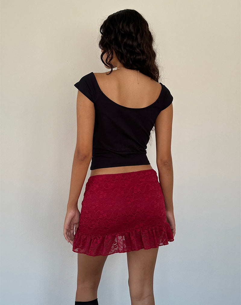Deep Red Lace Mini Skirt | Krecia – motelrocks.com
