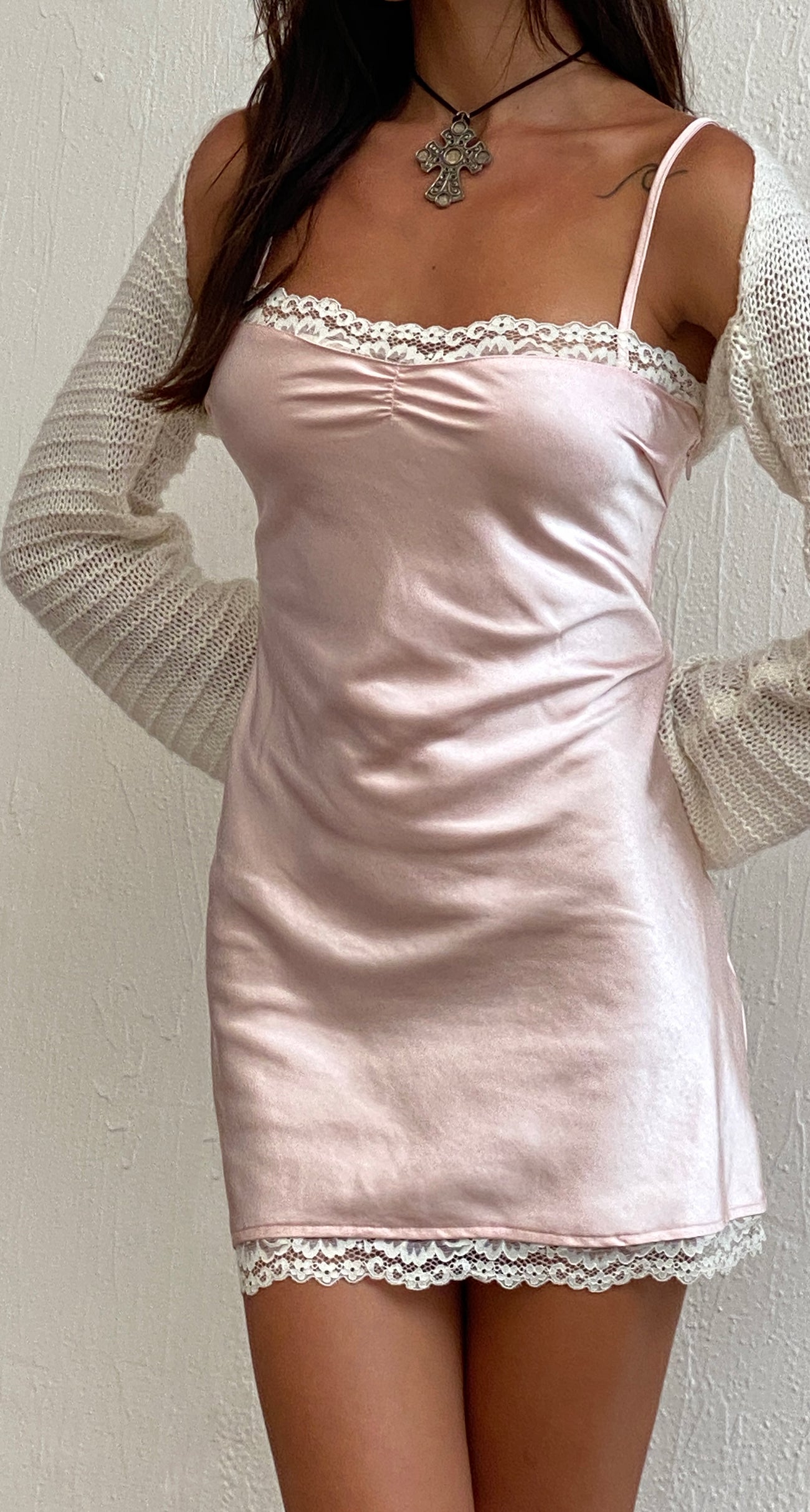 Baby Pink Satin Mini Dress | Larna – motelrocks.com