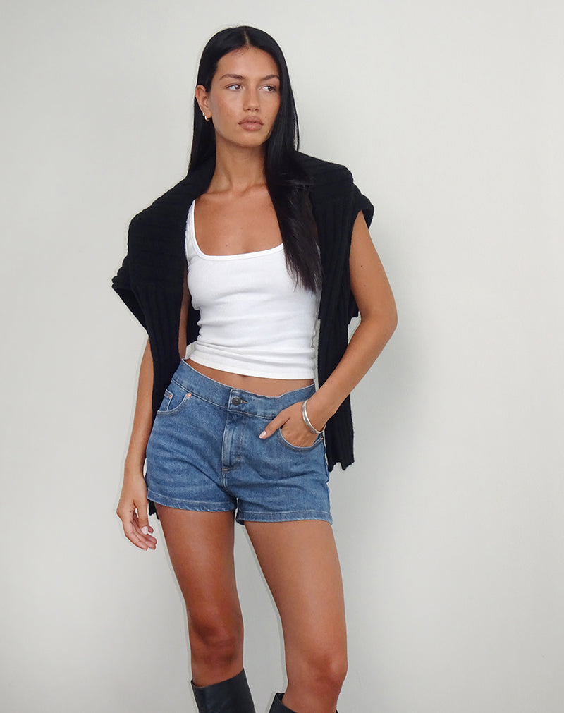 Blue Low Rise Denim Hot Pants – motelrocks.com