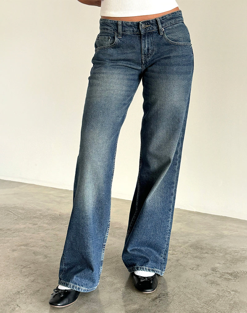 Steel Blue Low Rise Straight Leg Jeans | Parallel – motelrocks.com