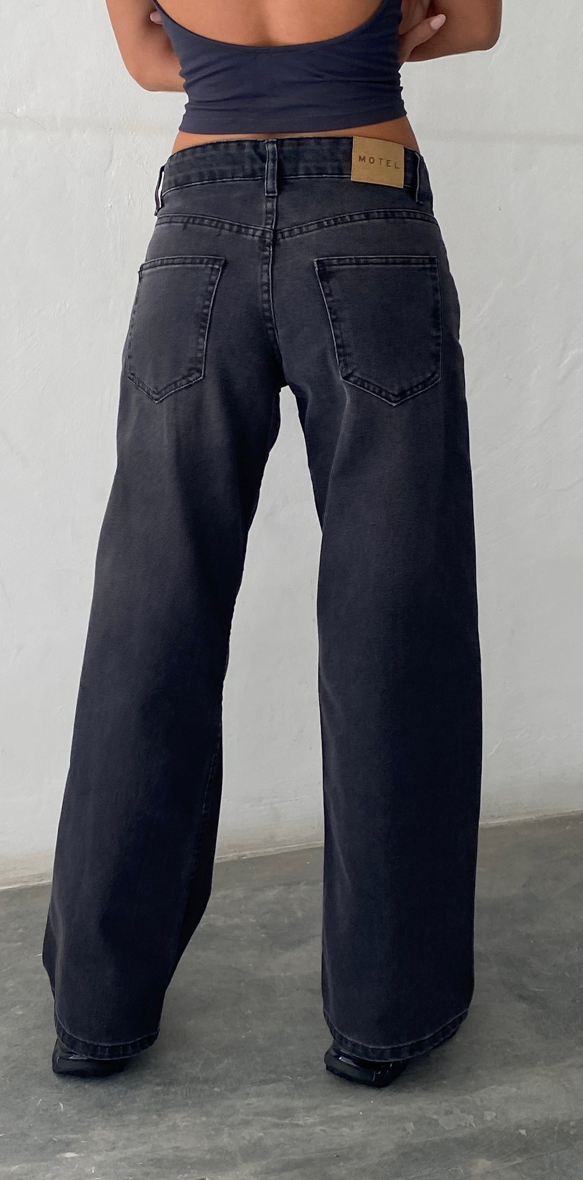 Vintage Black Low Rise Straight Leg Jeans | Parallel – motelrocks.com