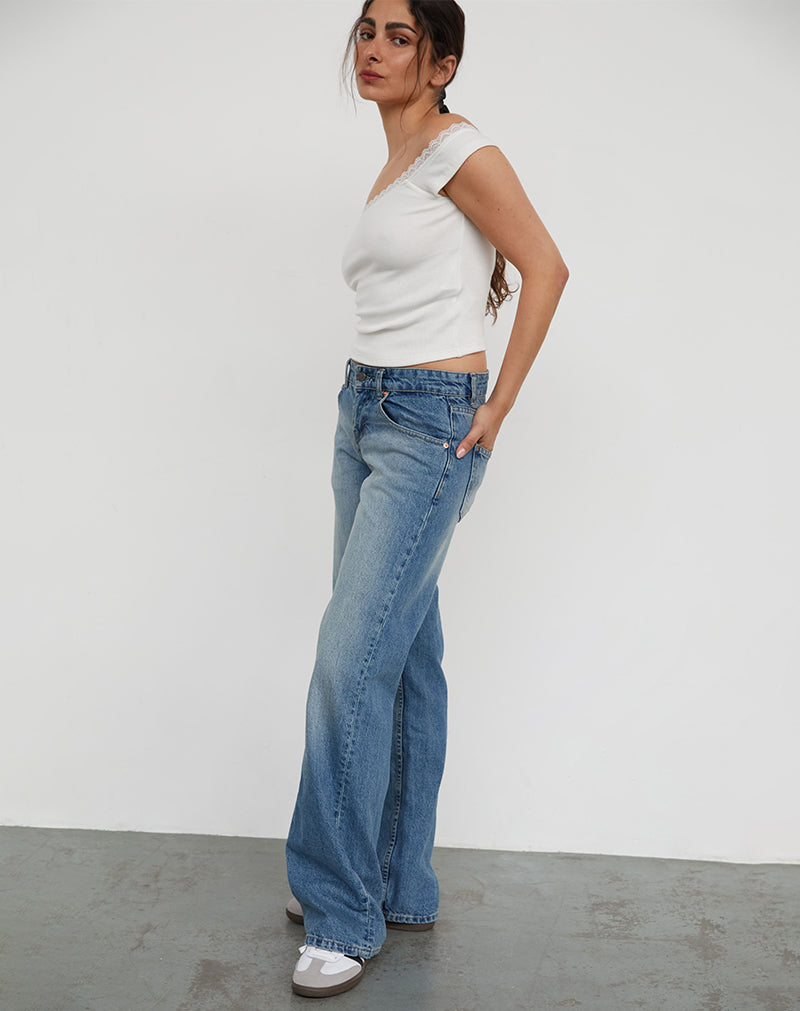 Powder Blue Low Rise Straight Leg Jeans | Parallel – motelrocks.com