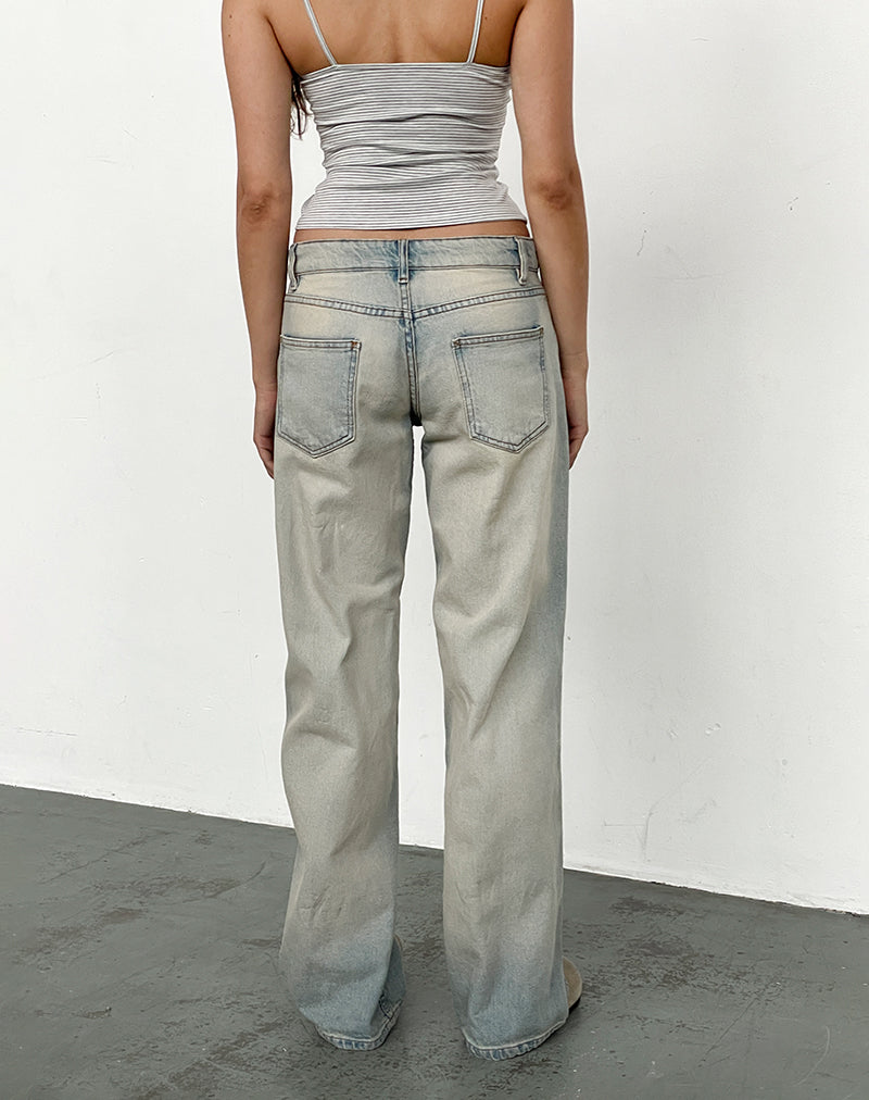 Sand Bleach Extreme Low Rise Straight Leg Jeans | Parallel – motelrocks.com