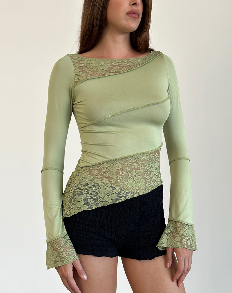 Sage Lace Long Sleeve Top | Lucca – motelrocks.com