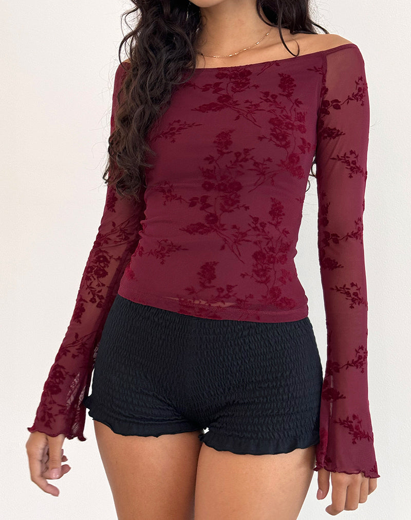 Botanical Flower Maroon Red Top | Lutana – motelrocks.com
