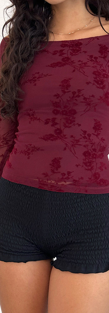 Botanical Flower Maroon Red Top | Lutana – motelrocks.com