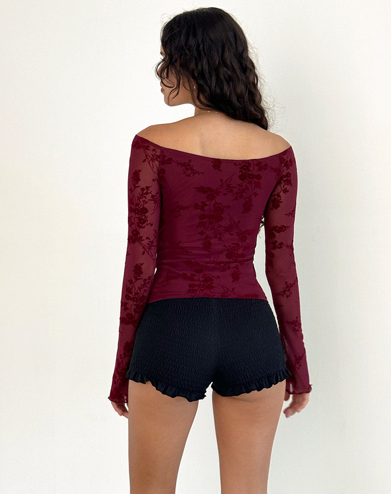 Botanical Flower Maroon Red Top | Lutana – motelrocks.com