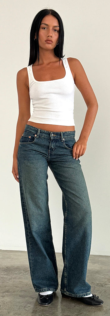 Blue Low Rise Straight Leg Jeans | Parallel – motelrocks.com