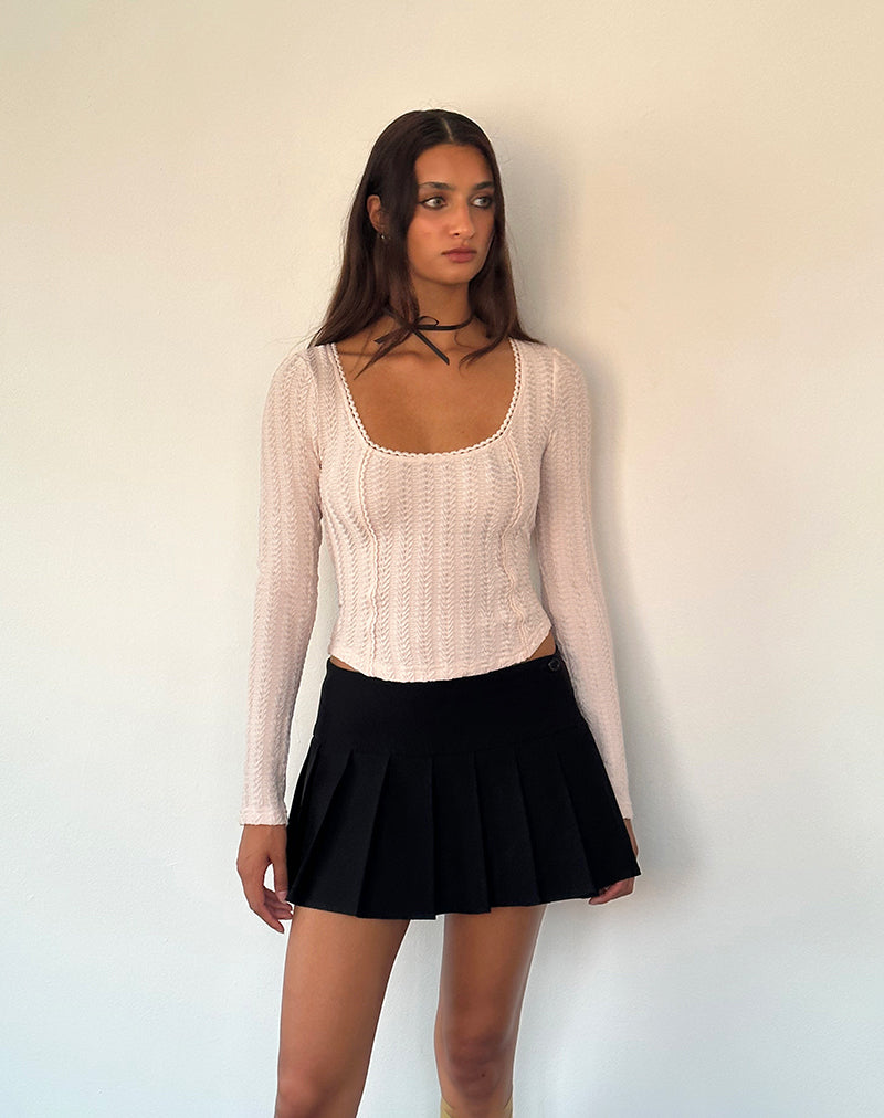 Light Peach Textured Long Sleeve Top | Melissa – motelrocks.com