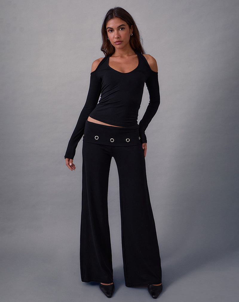 Black Long Sleeve Halter Top | Melton – motelrocks.com