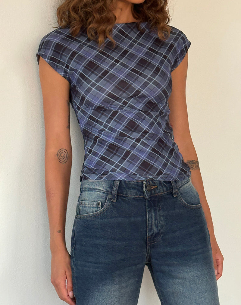 Blue Grey Check Mesh Top | Nova – motelrocks.com