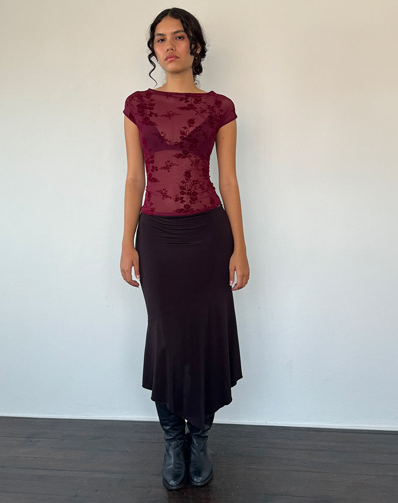 Maroon Red Botanical Flower Top | Nova – motelrocks.com