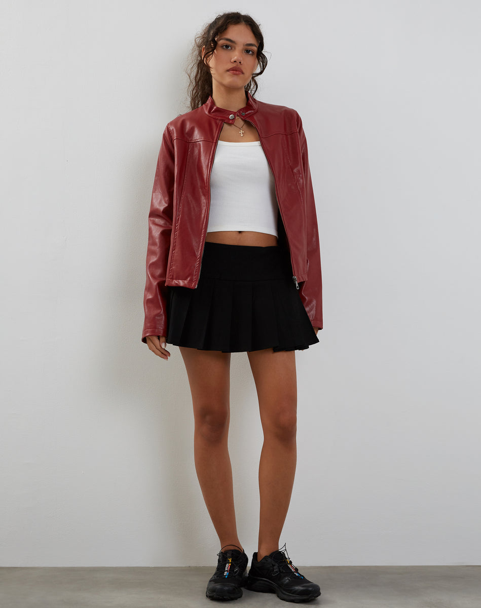 PU Blood Red Jacket | Olivia – motelrocks.com