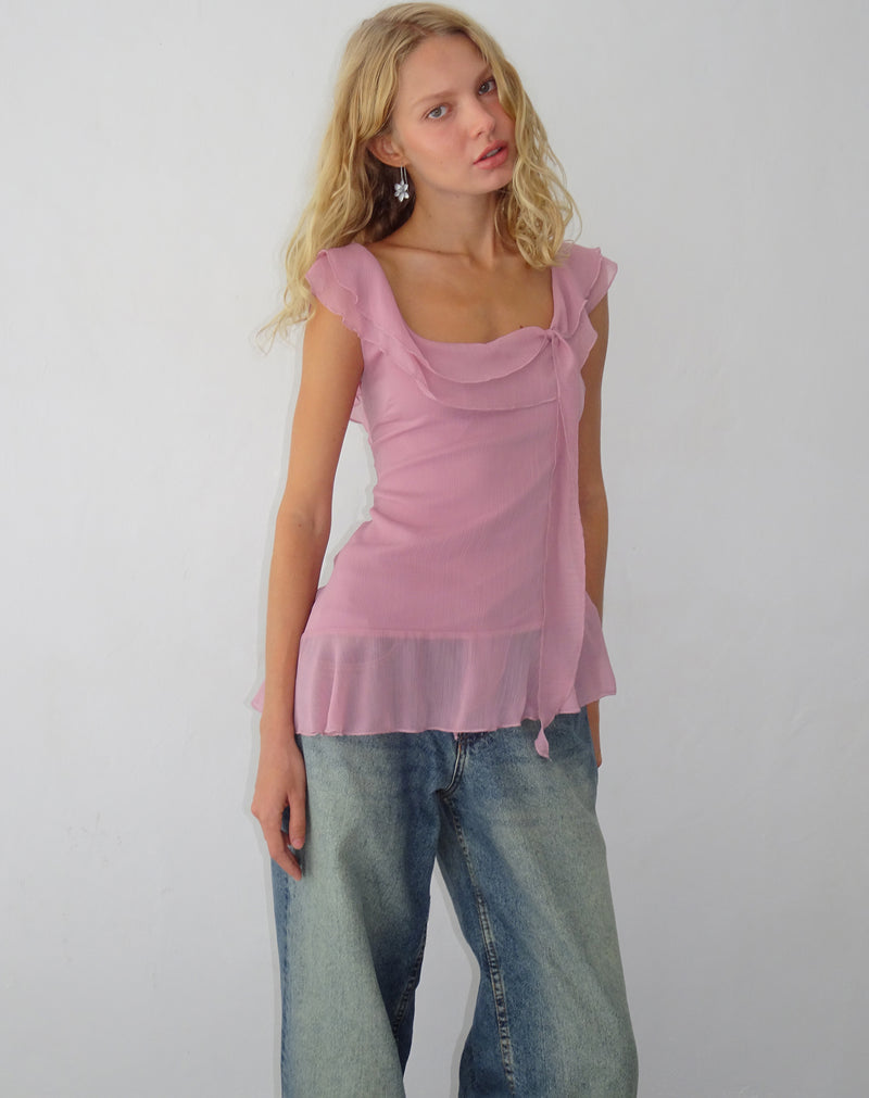 Light Plum Ruffle Longline Top | Piro – motelrocks.com