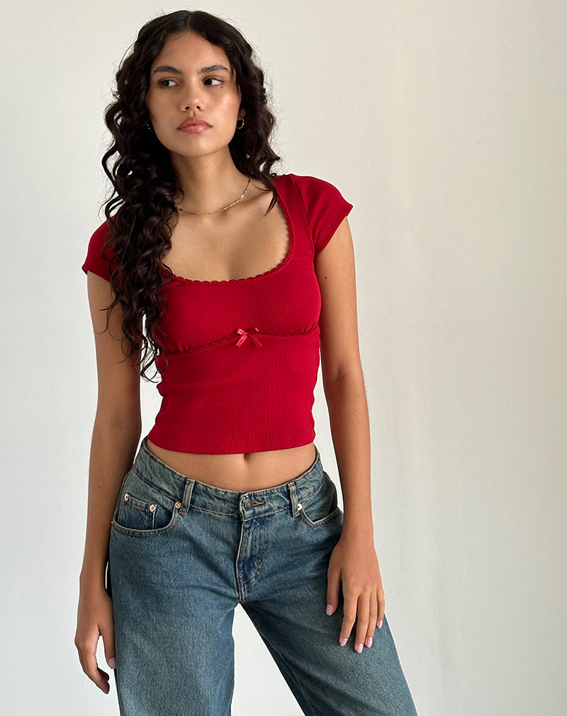 Adrenaline Red Rib Top | Rada – motelrocks.com