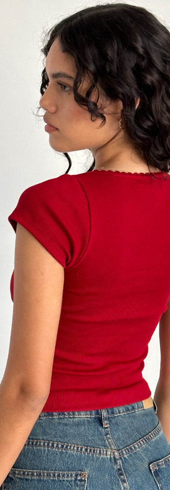 Adrenaline Red Rib Top | Rada – motelrocks.com