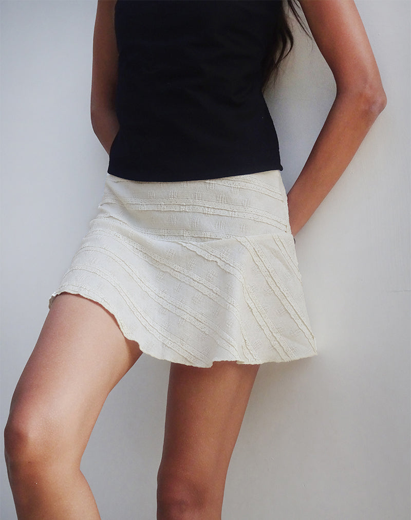 Ivory Crinkly Mini Skirt | Ragna – motelrocks.com
